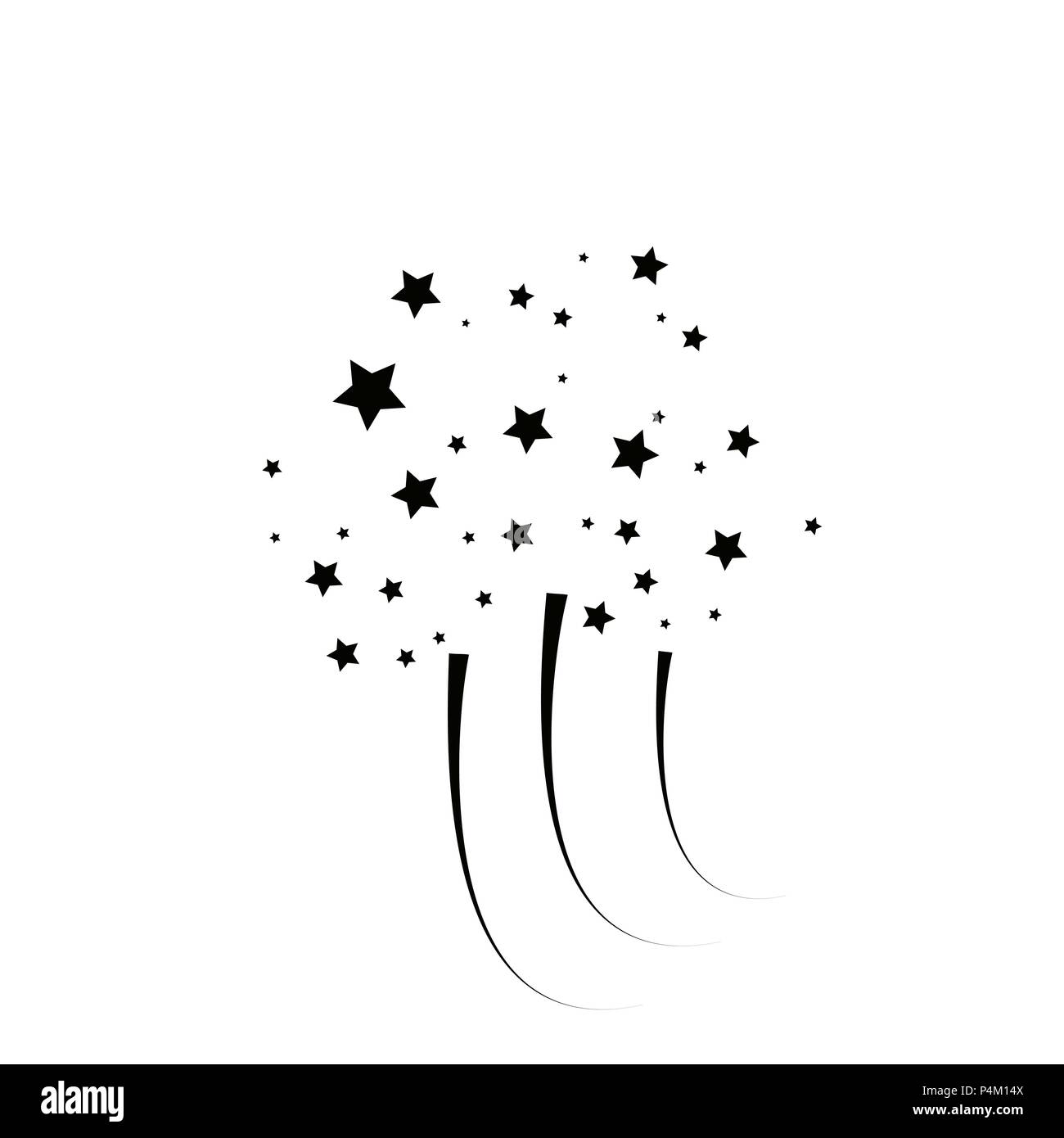 Stylized Cartoon Black Fireworks with Stars Bursting vector icon Stock ...