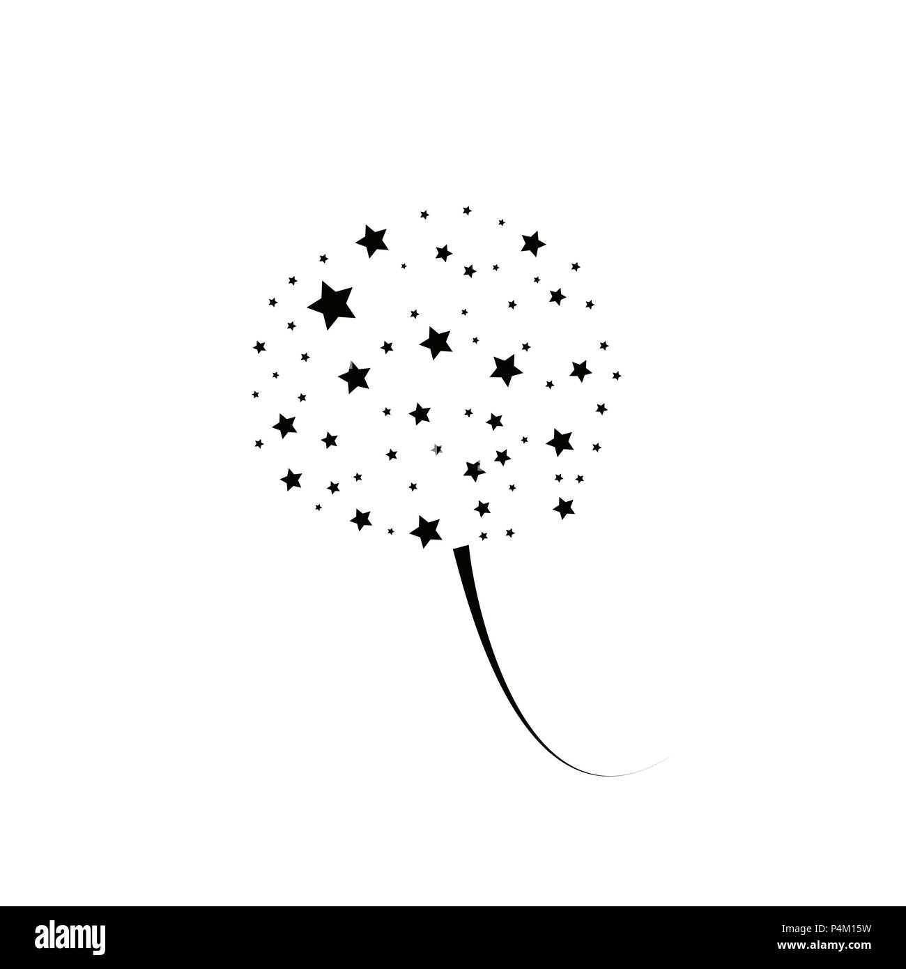 Stylized Cartoon Black Fireworks with Stars Bursting vector icon Stock ...