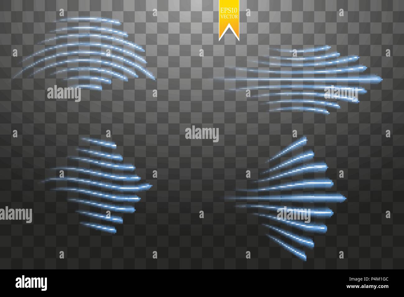 Speed glow blue lines isolated. Set of motion signs. Vector ...