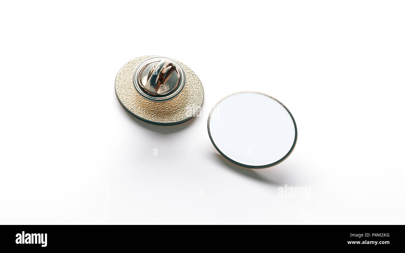 Blank white ellipse gold lapel badge mock up, front and back side view ... Blank white ellipse gold lapel badge mock up, front and back side view ...