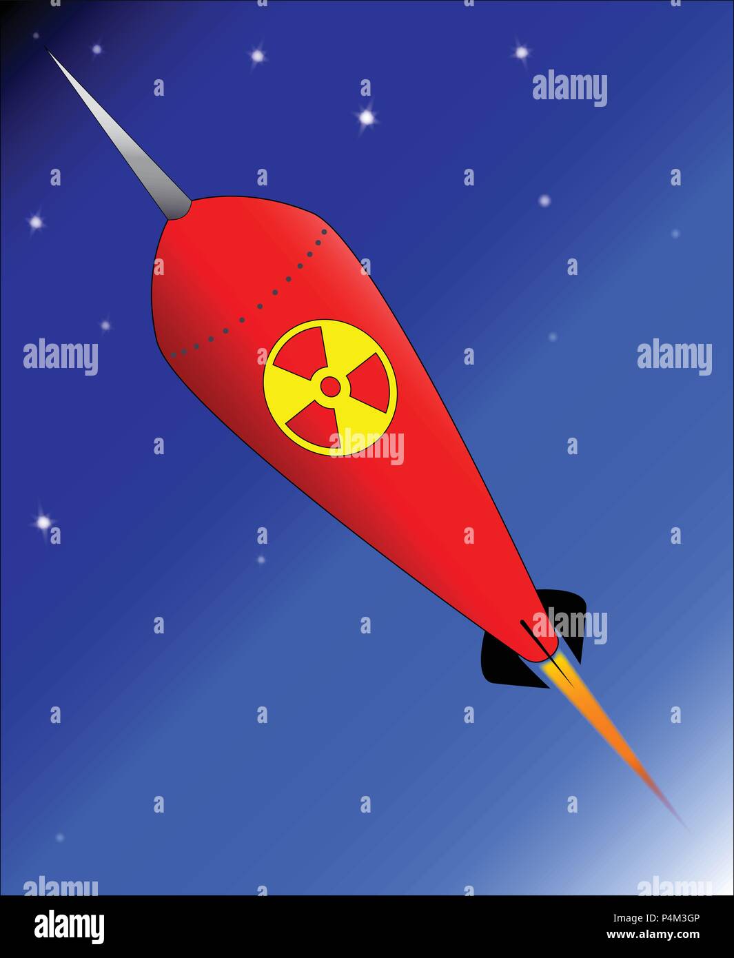 A retro cartoon comic look rocket ship with radiation sign Stock Vector ...