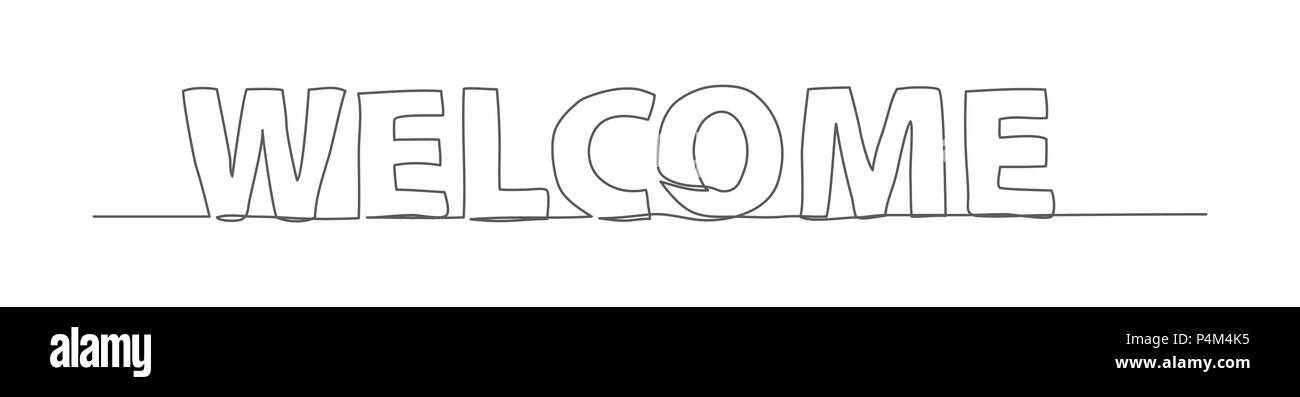 WELCOME One line drawing on white background Stock Vector Image & Art ...