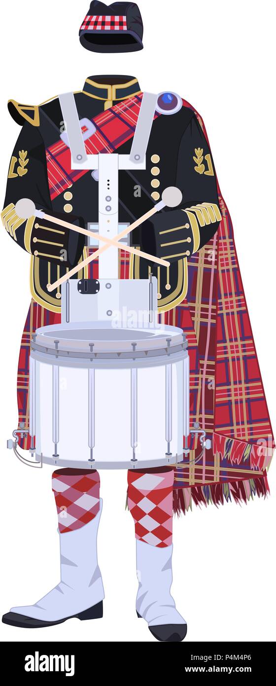 Vector scottish traditional clothing with drum Stock Vector Image & Art ...