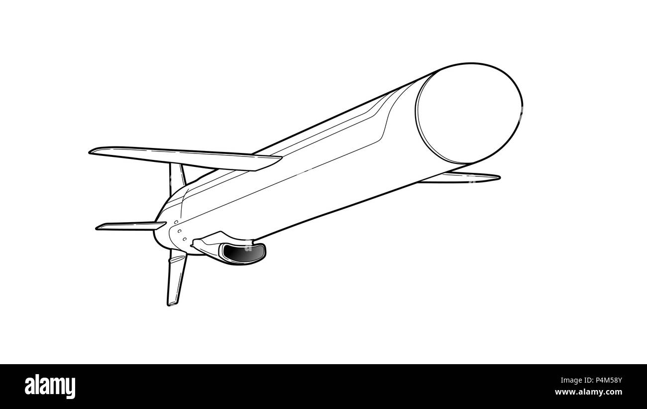 Cruise missile on a light background. Line vector illustration Stock ...