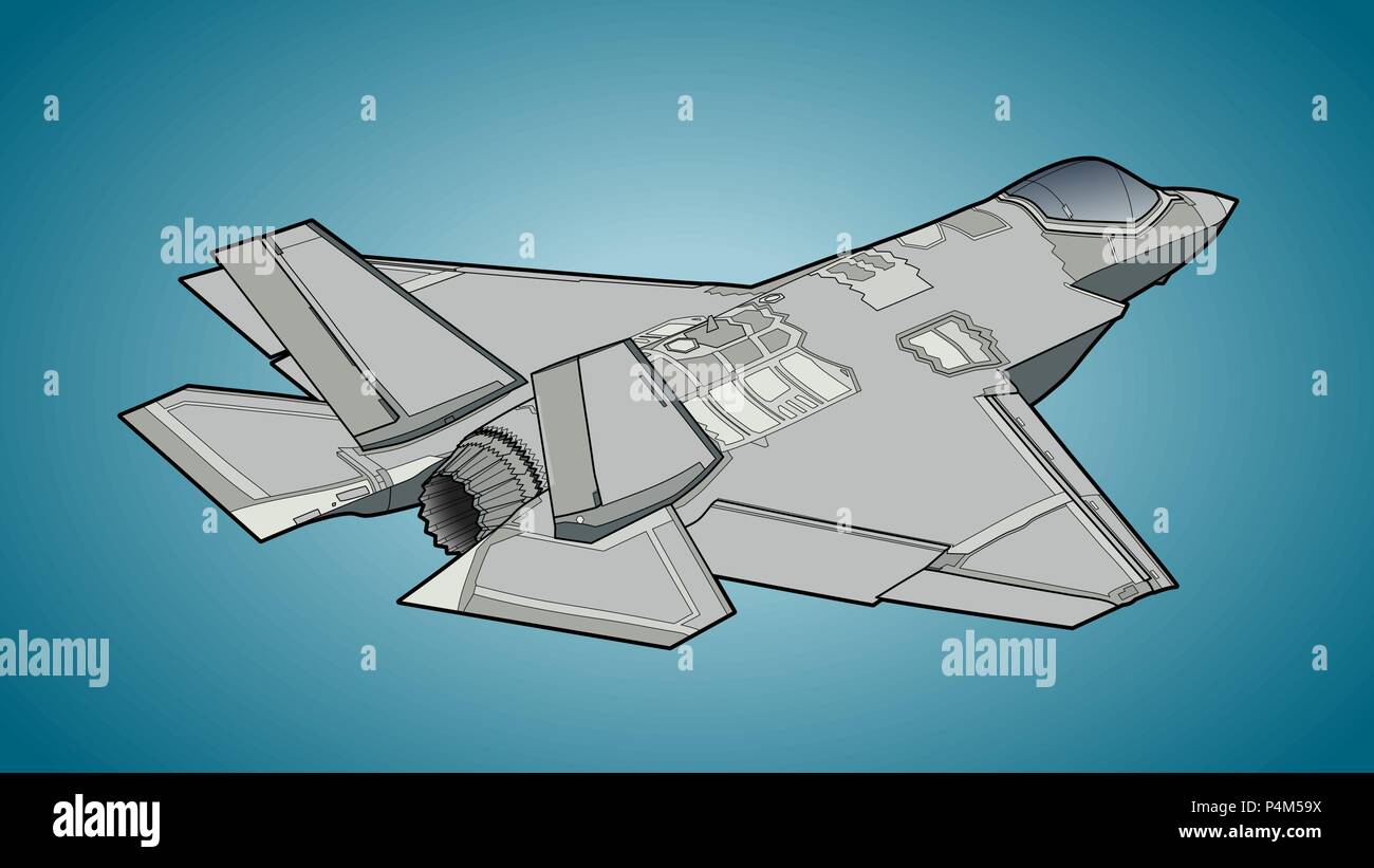 Flight of the newest american jet fighter aircraft. Colourful ...