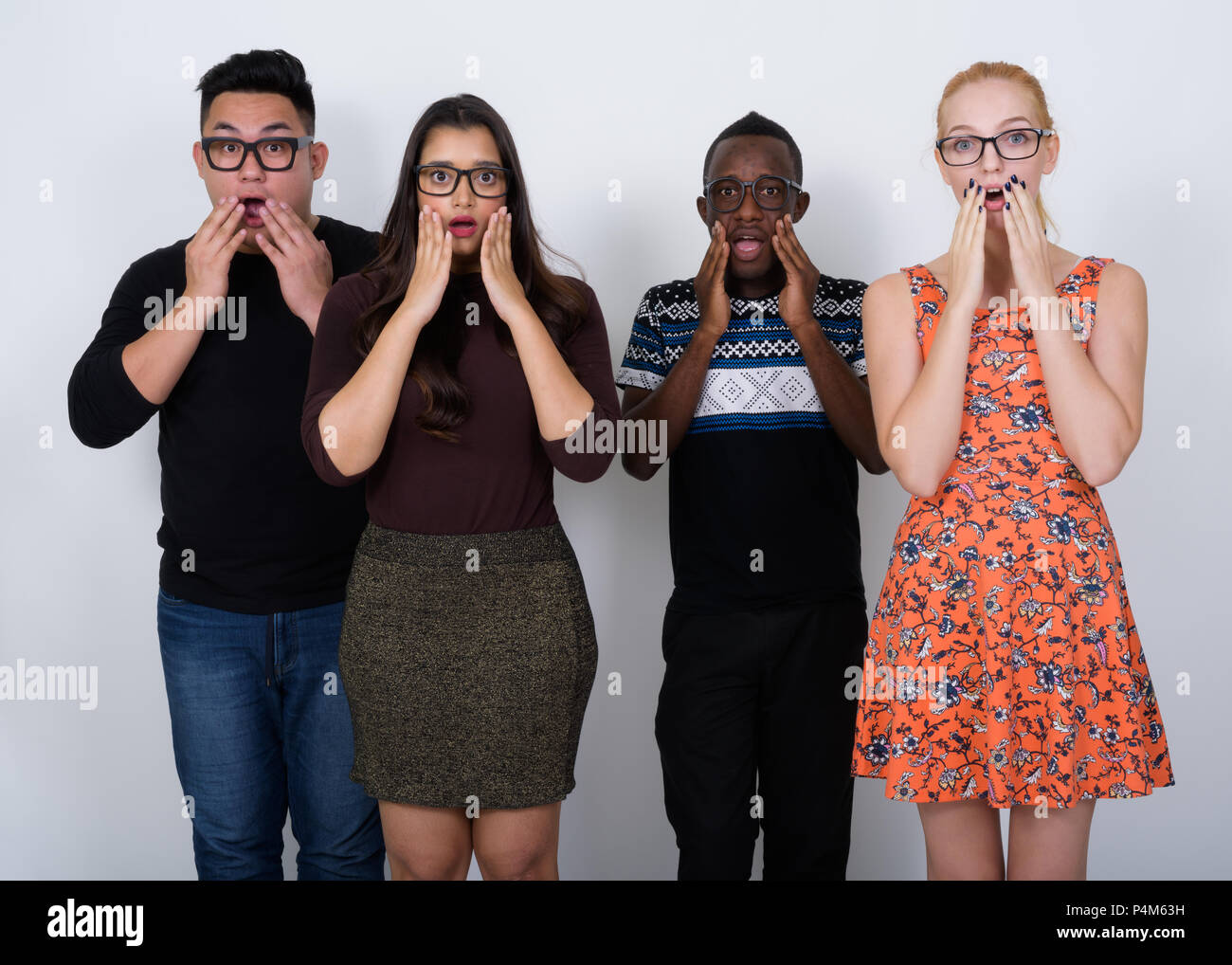 Surprised group people friends looking hi-res stock photography and ...