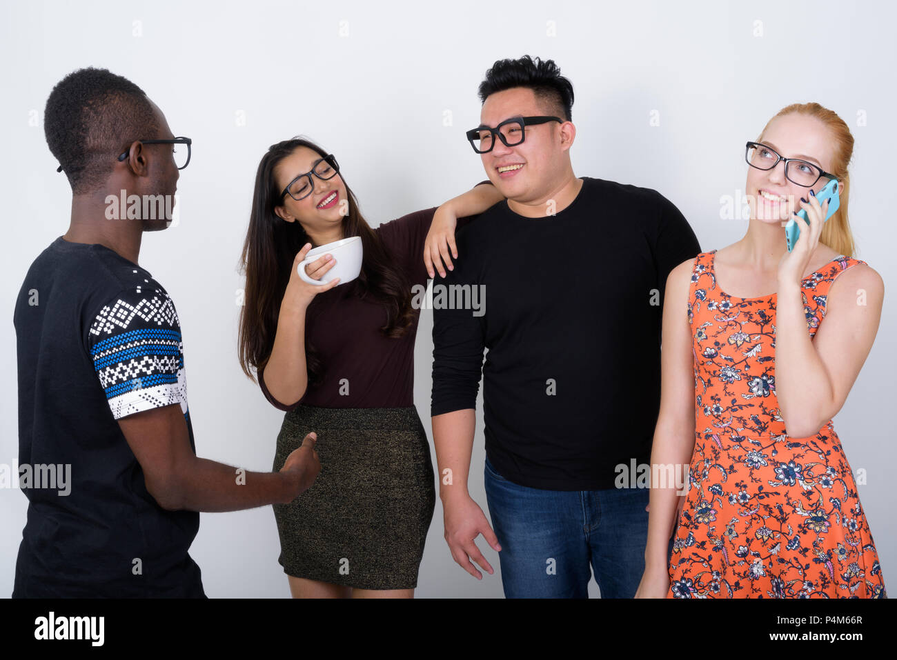 Happy diverse group of multi ethnic friends smiling together whi Stock ...