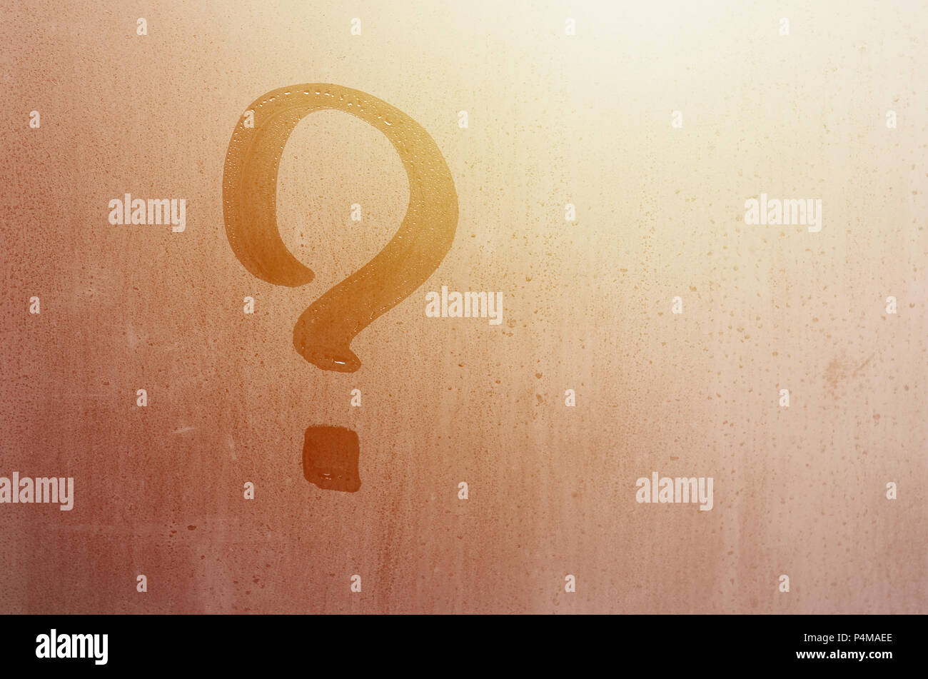 The inscription on glass, question mark concept. Question sign is ...