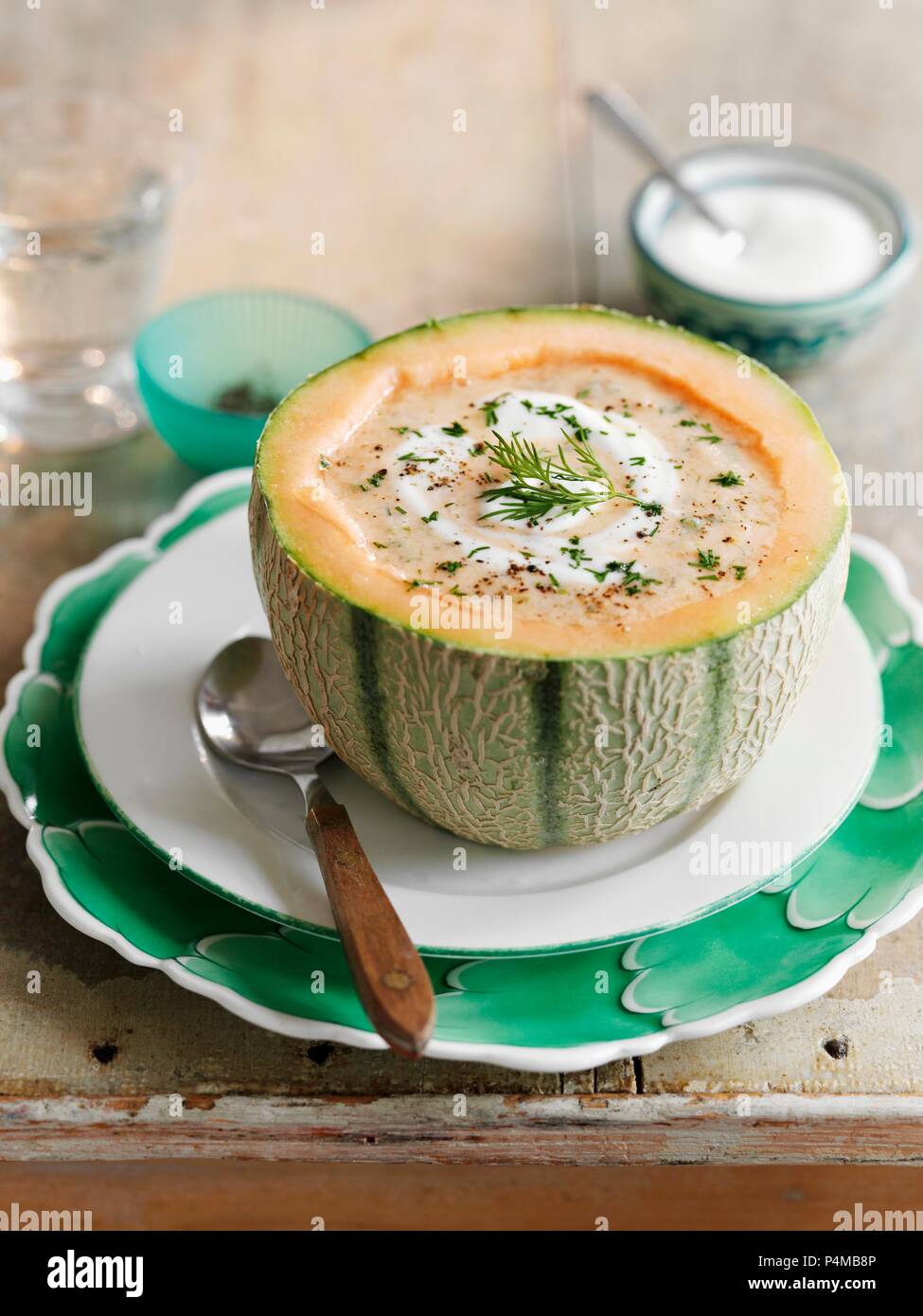 Cold melon soup with ginger Stock Photo - Alamy
