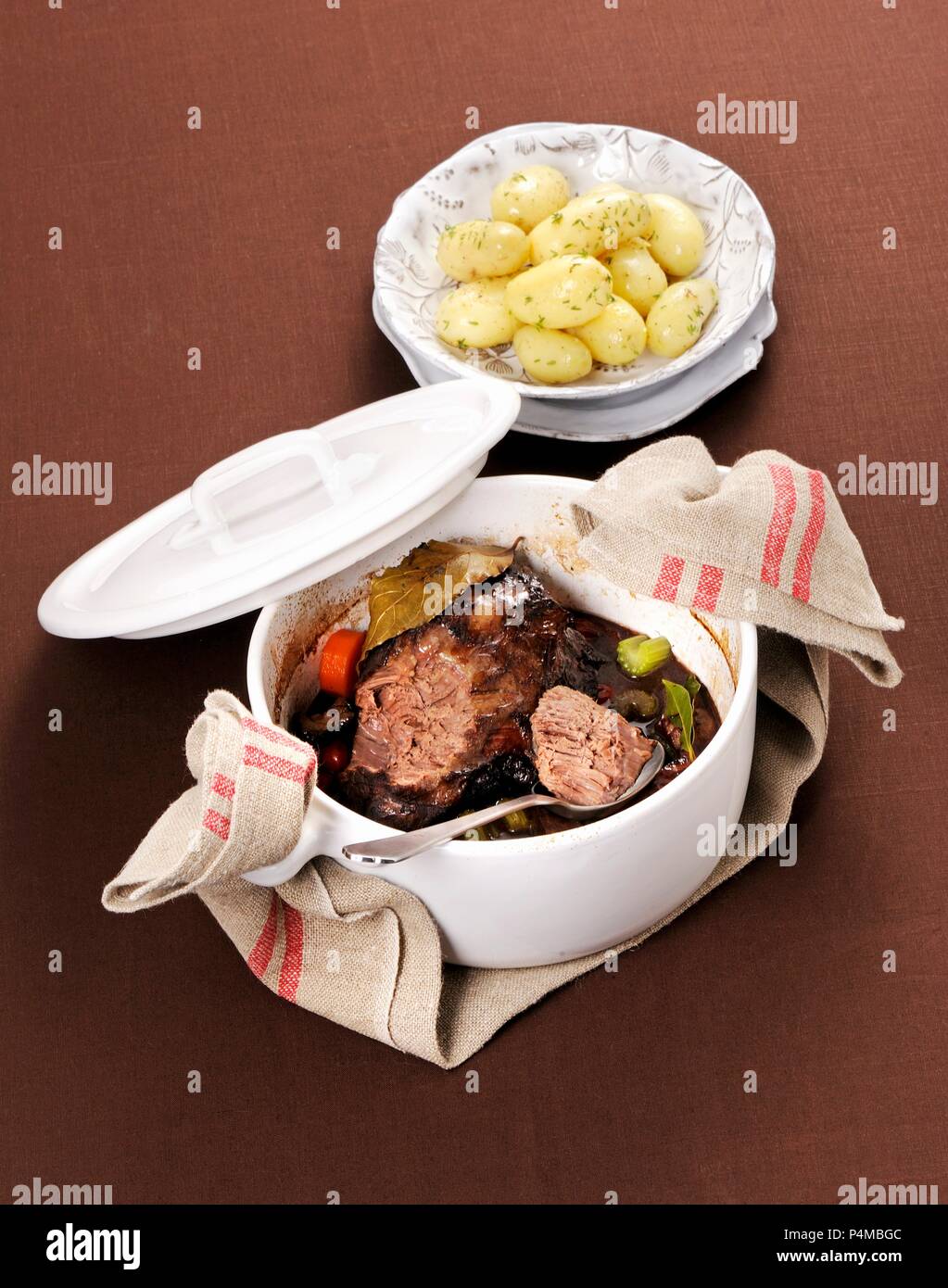 Manzo al cucchiaio (beef braised in red wine with spices, Italy Stock ...