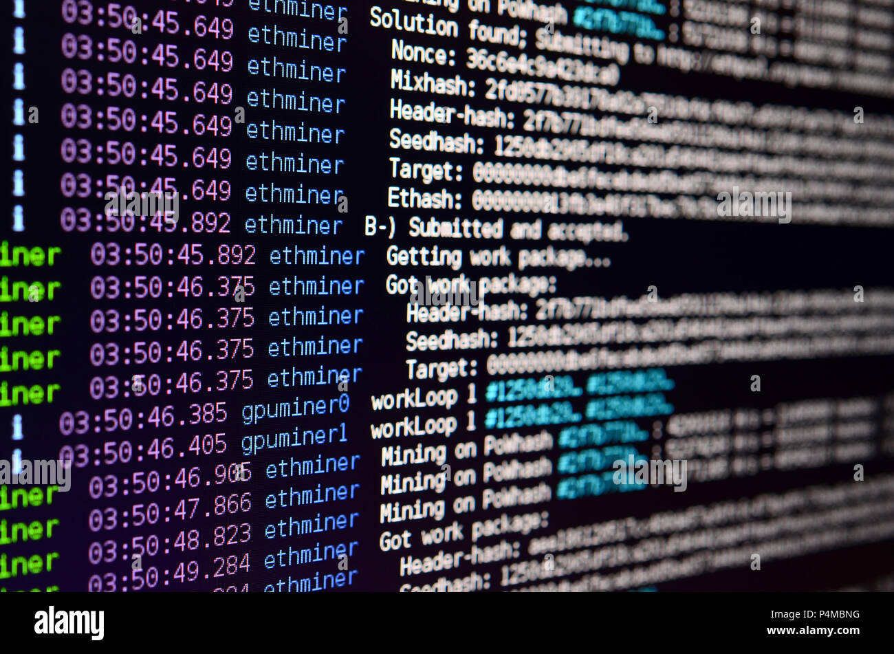 Macro snapshot of the program interface for crypto currency mining on ...