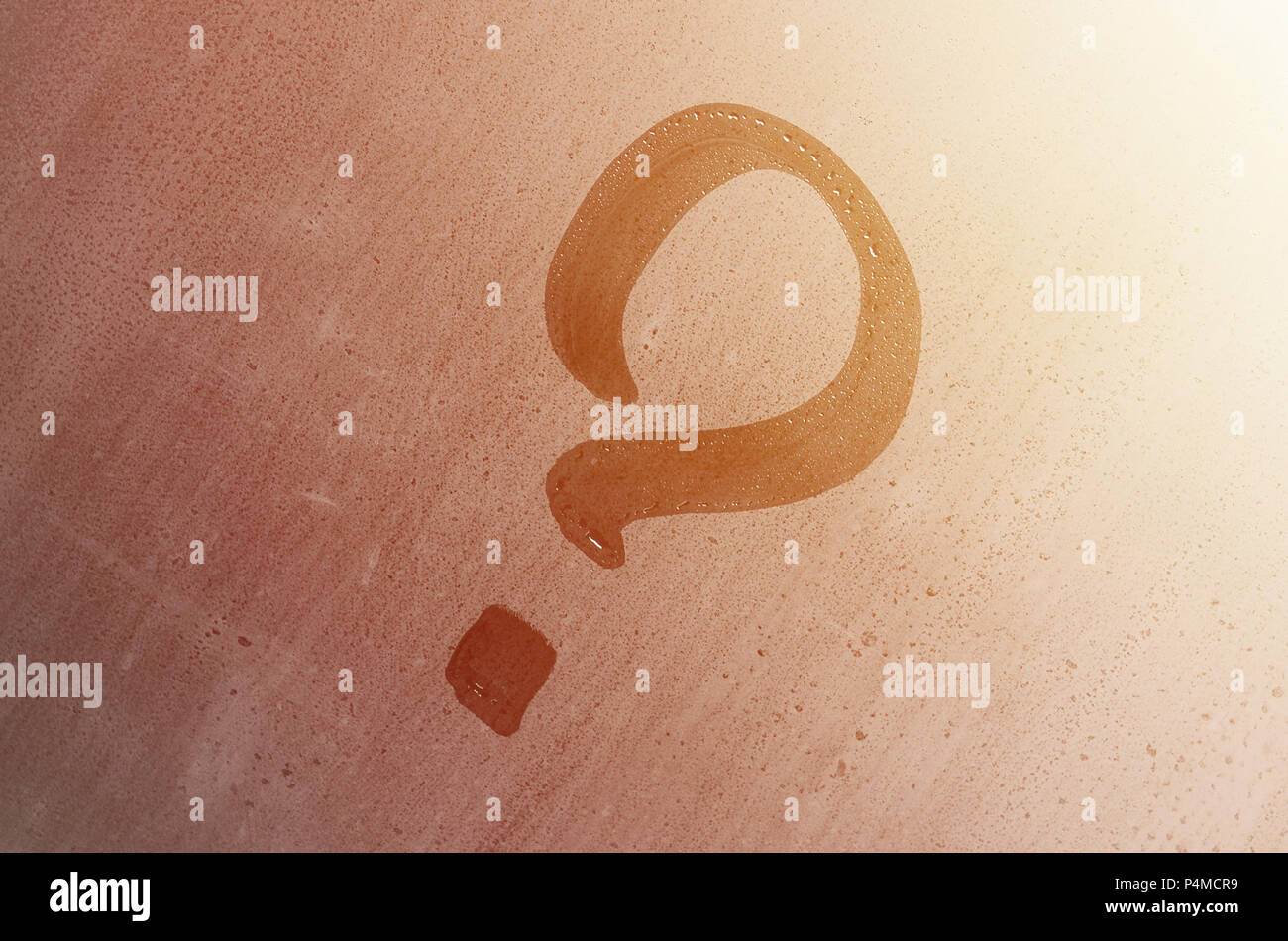 The inscription on glass, question mark concept. Question sign is ...