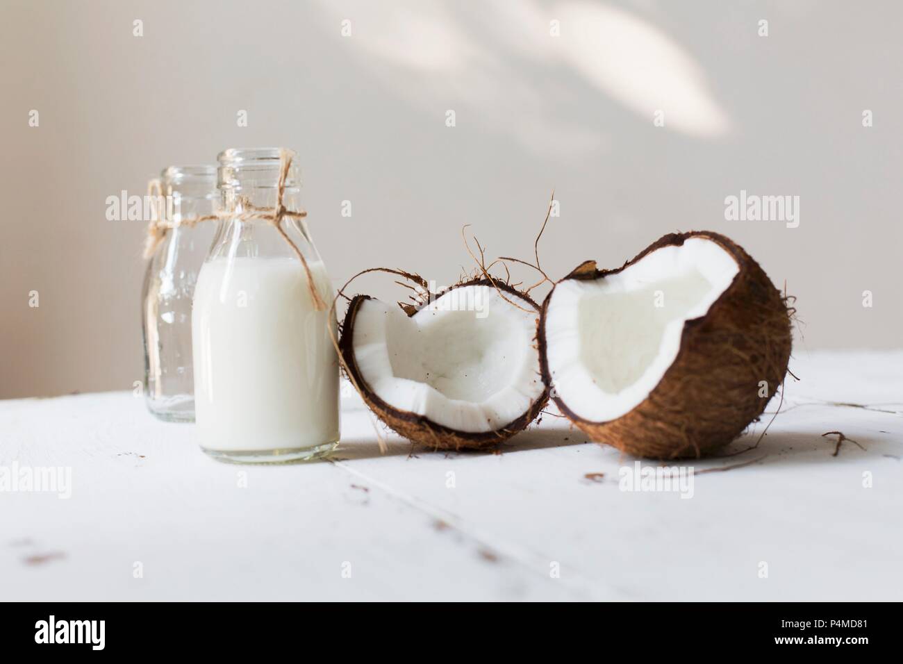 Opened coconut and coconut milk hi-res stock photography and images - Alamy