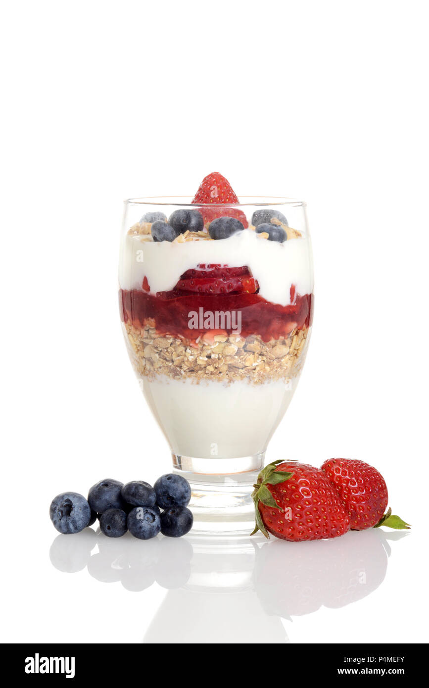 strawberry and blueberry parfait with berries Stock Photo - Alamy