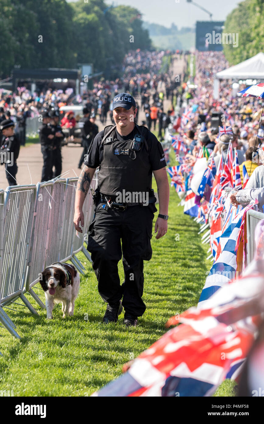 Police and armed police officers on the Long Walk on the morning of the ...