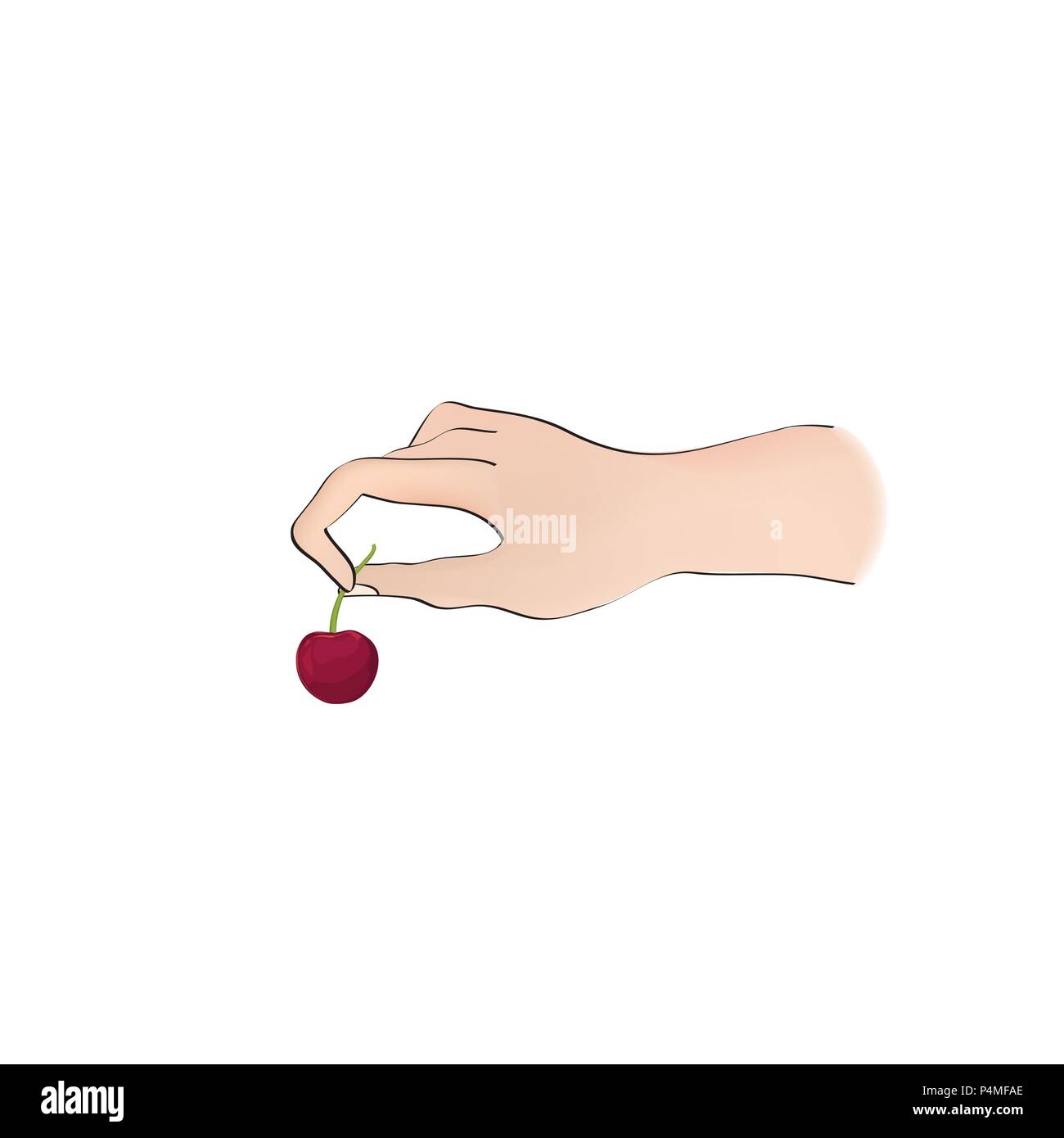 Cherry on top. Hand holding berry over white background. Cooking ...