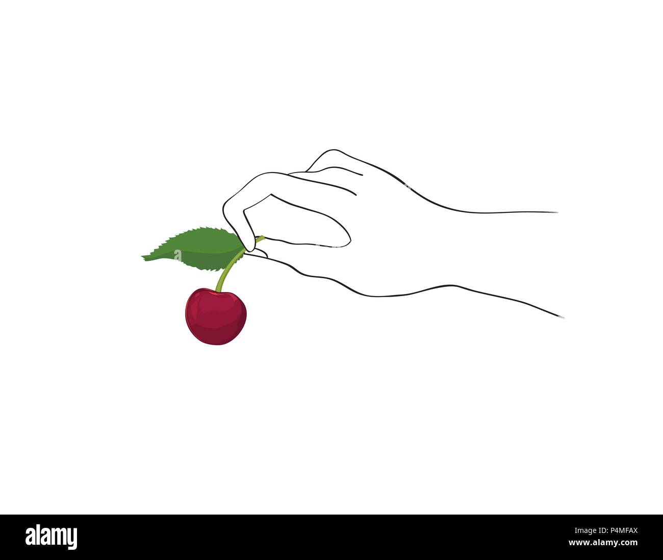 Cherry on top. Hand holding berry over white background. Cooking ...