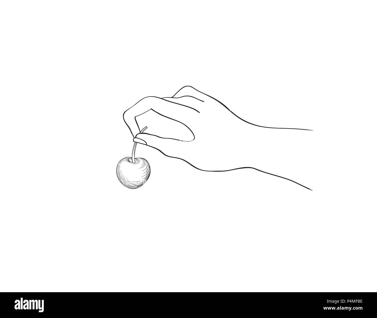 Cherry on top. Hand holding berry over white background. Cooking ...