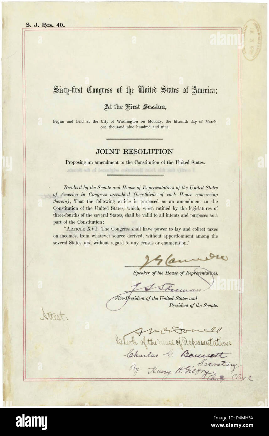 16th amendment hi-res stock photography and images - Alamy