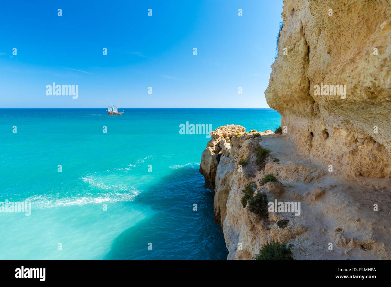 Praia de Benagil - beautiful beach and coast in Portugal, Algarve Stock ...