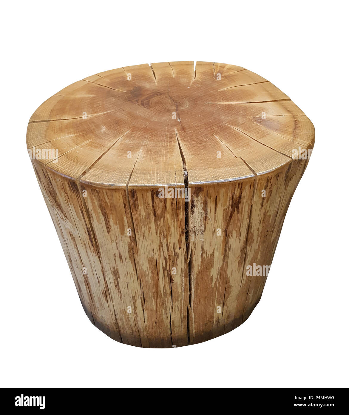 Wood table or wood log, furniture made from wooden log isolated on a ...