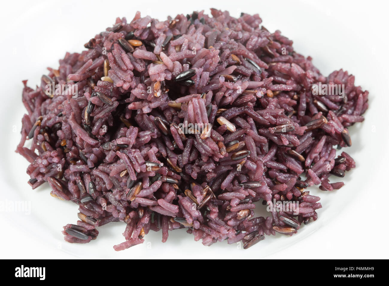 Organic cooked rice black rice, berry rice or black jasmine rice on ...