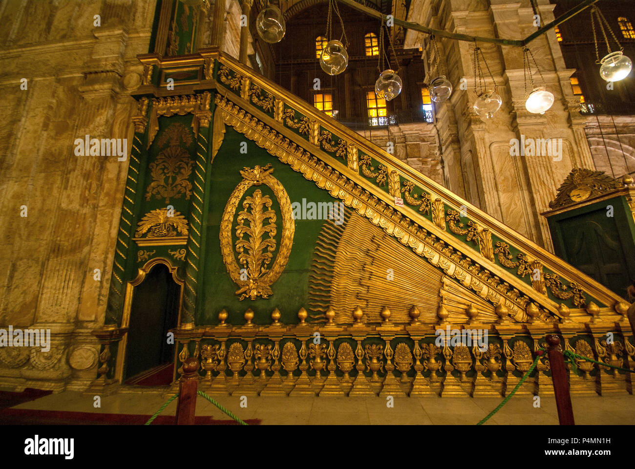 Cairo, Egypt February 22, 2017: Very ornate stairs in the prayer room ...