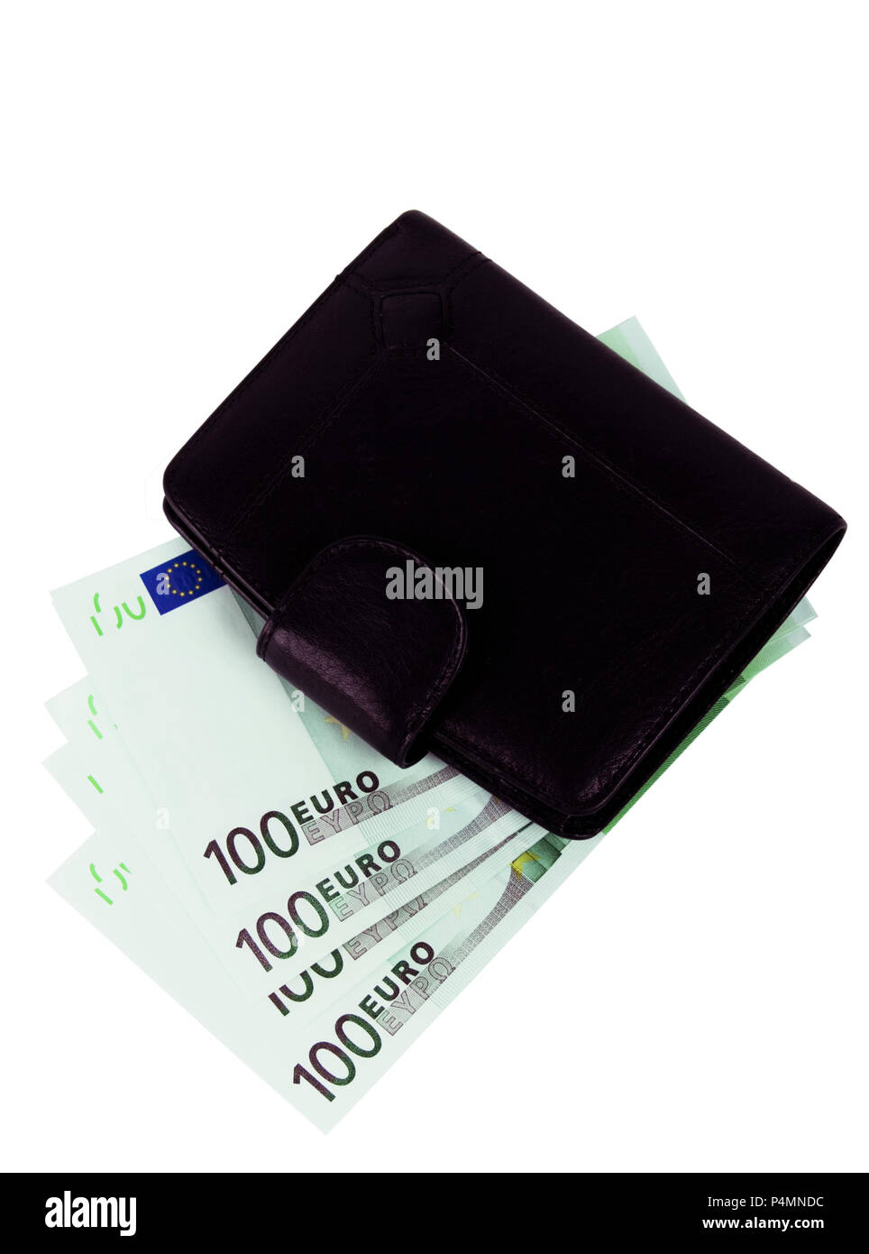 euro and a leather purse isolated on white background Stock Photo - Alamy