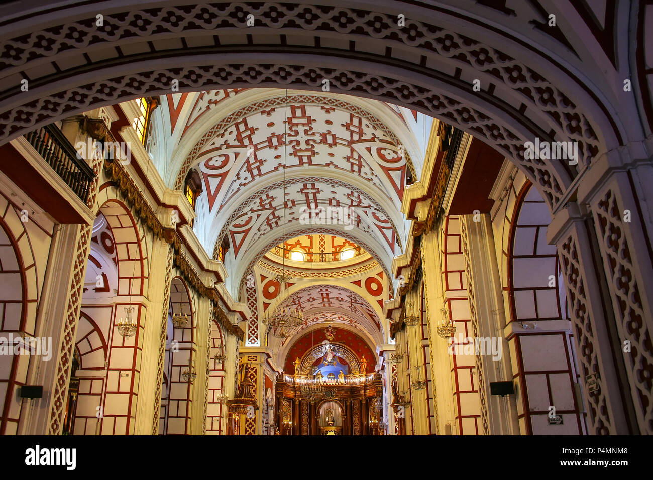 Interior of Monastery of San Francisco in Lima, Peru. The church and ...