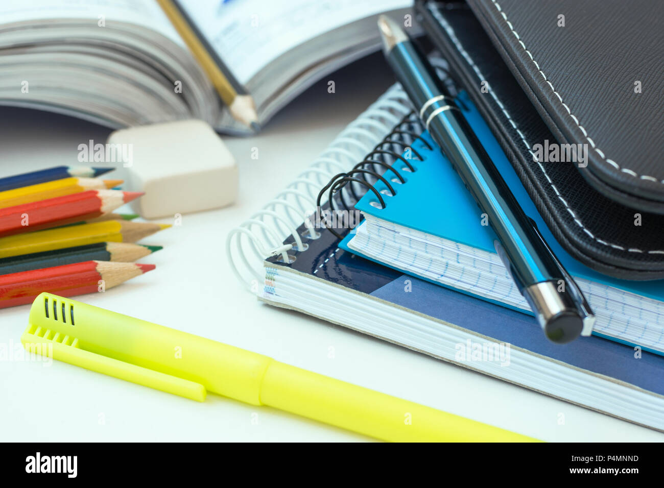 Back to School Concept. Composition from Supplies Laptop Tablet ...