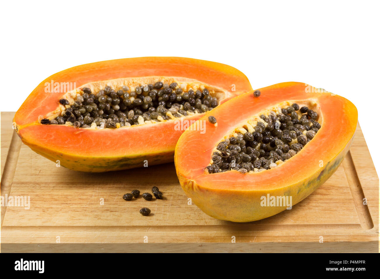Healthy concept. Ripe papaya, juicy papaya fruit isolated on white ...