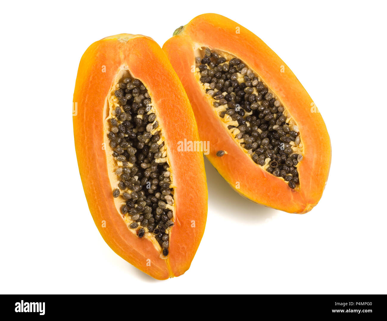 Healthy concept. Ripe papaya, juicy papaya fruit isolated on white ...