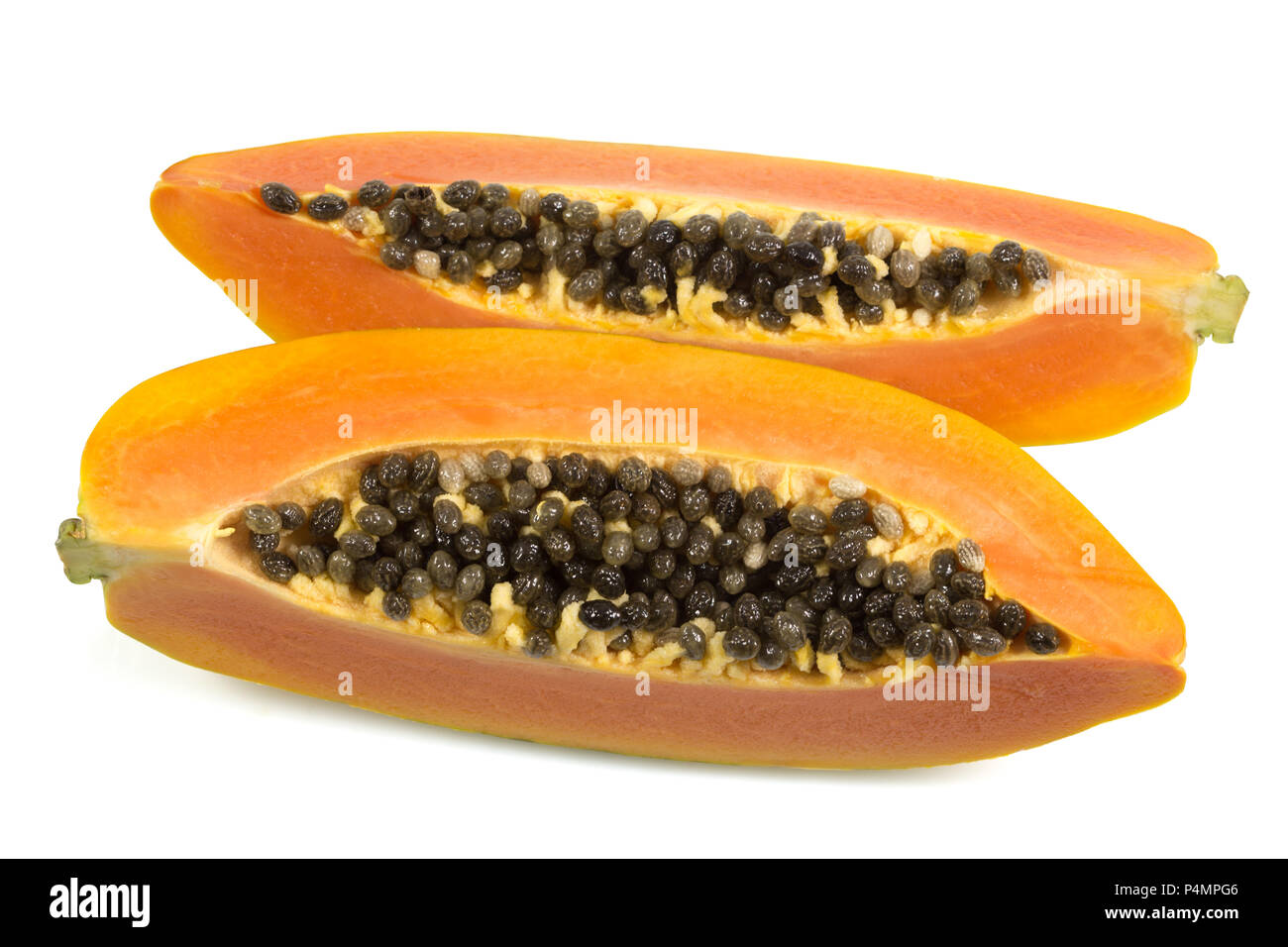 Healthy concept. Ripe papaya, juicy papaya fruit isolated on white ...