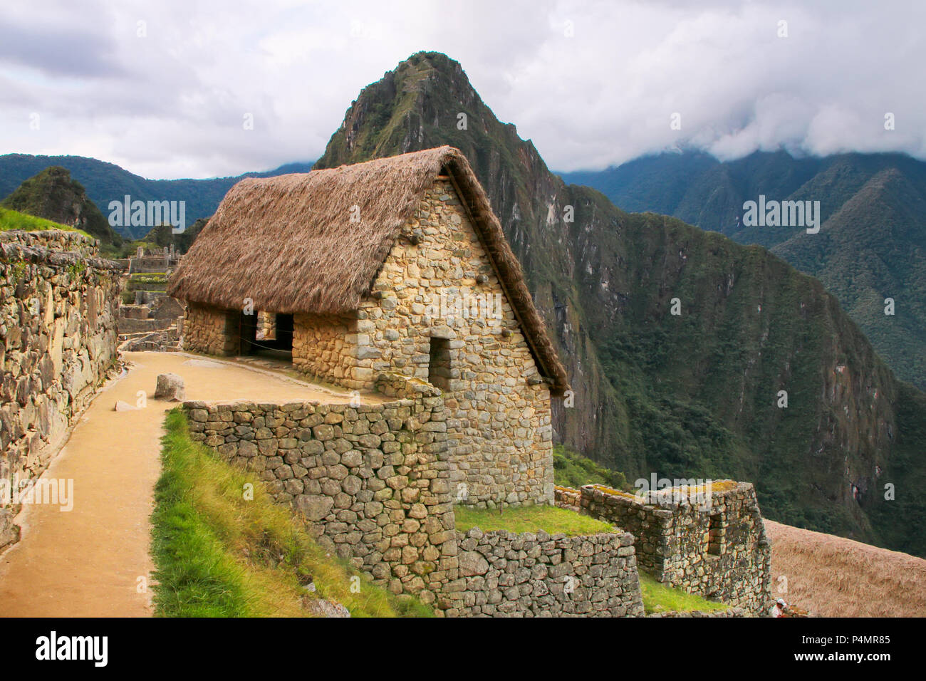 Stone building at Machu Picchu citadel in Peru. In 2007 Machu Picchu ...