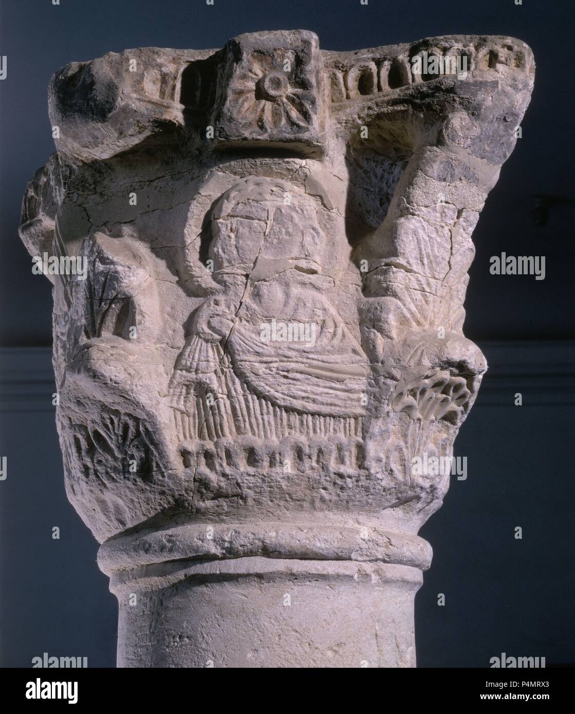 CAPITEL CON TETRAMORFOS-ARTE VISIGODO. Location: MUSEO ARQUEOLOGICO ...