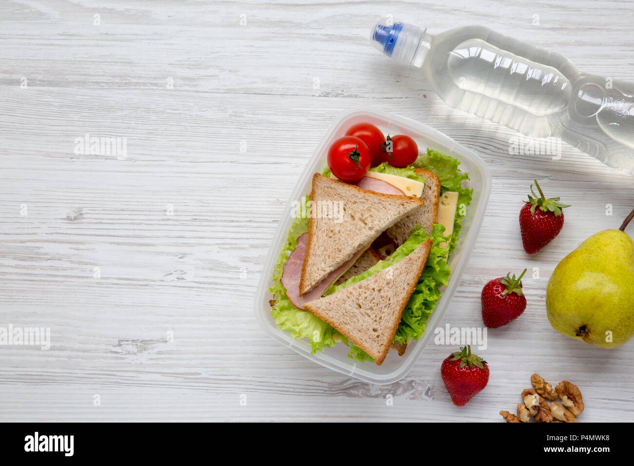 Healthy school lunch box with fresh organic vegetables sandwiches ...