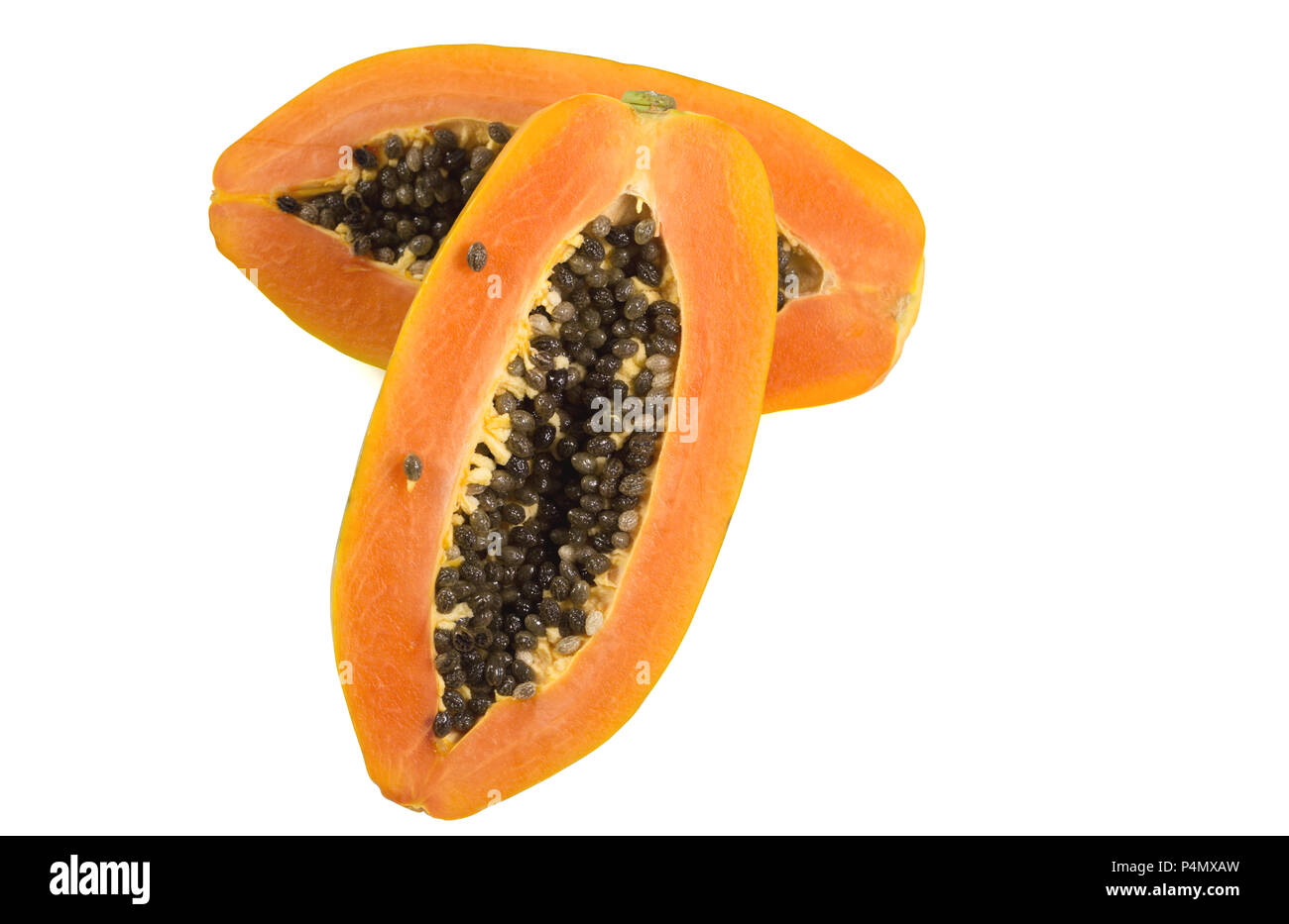Healthy concept. Ripe papaya, juicy papaya fruit isolated on white ...