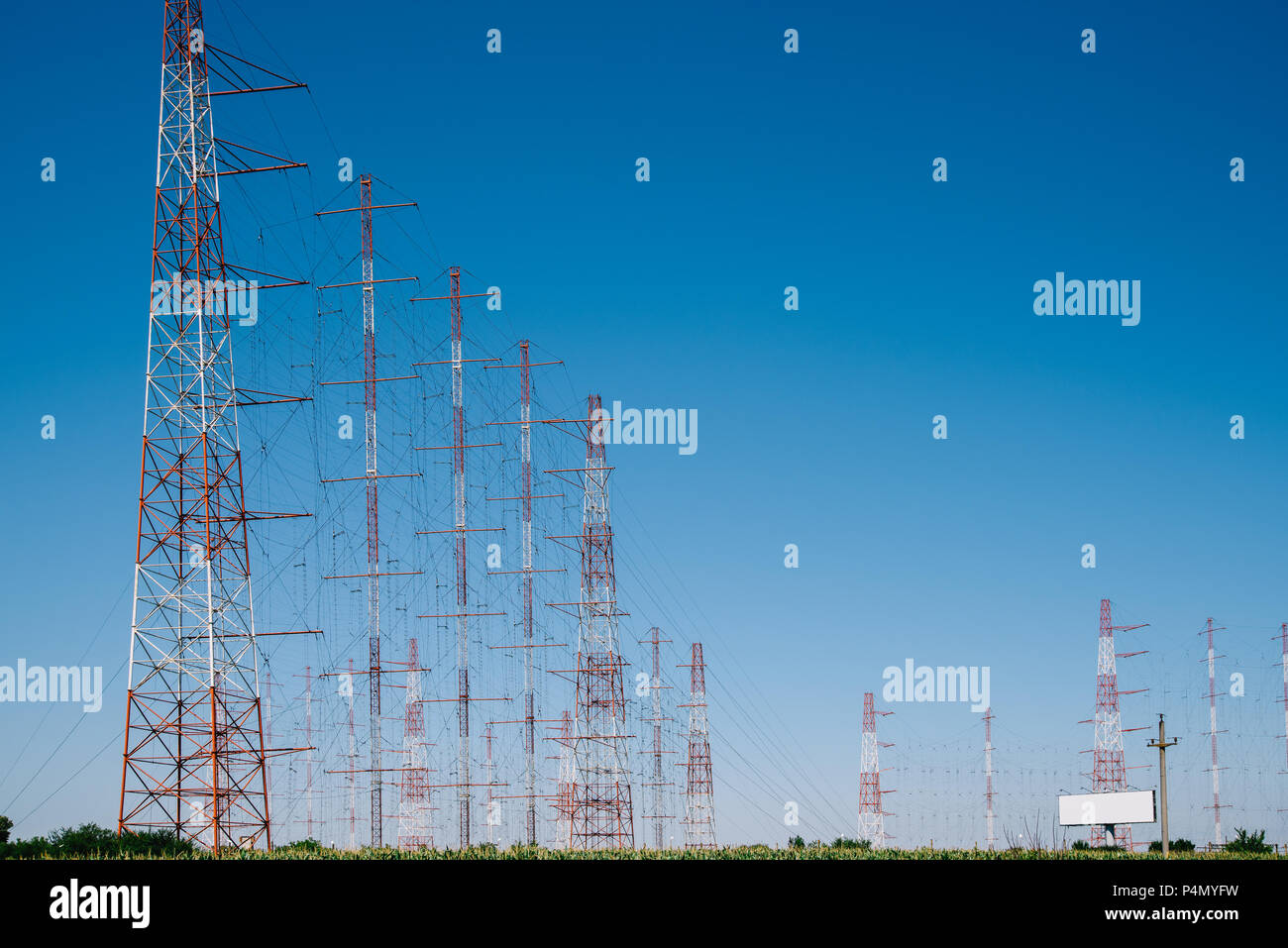 High Voltage Power Tower Electricity Post Stock Photo - Alamy
