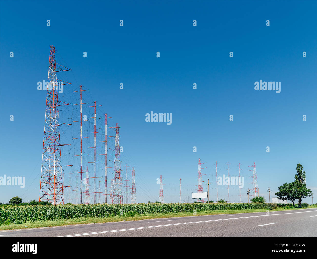 High Voltage Power Tower Electricity Post Stock Photo - Alamy