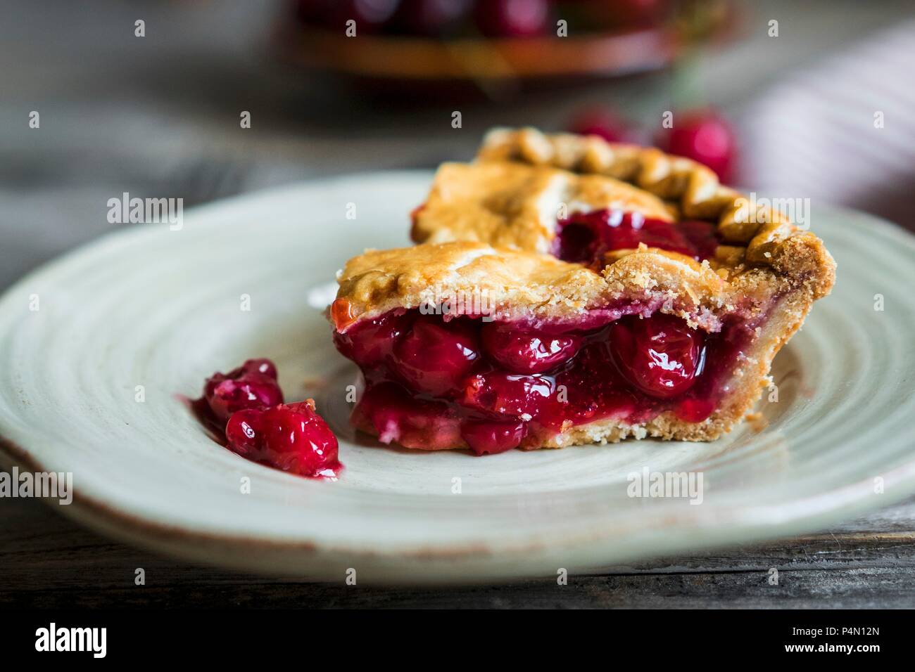 Slice of homemade cherry pie Stock Photo - Alamy