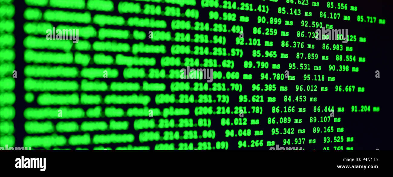 Macro shot of the command line on the monitor of the office computer ...