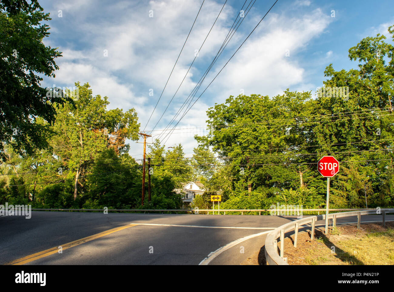 Country intersection in the morning Stock Photo - Alamy
