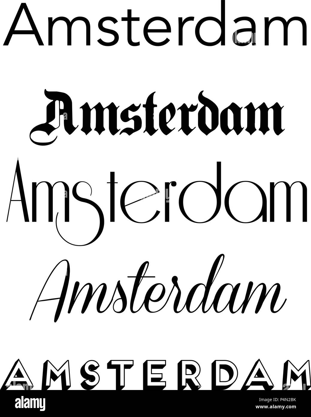 Amsterdam Text Isolated On White For Calligraphy Lettering Vector Print ...
