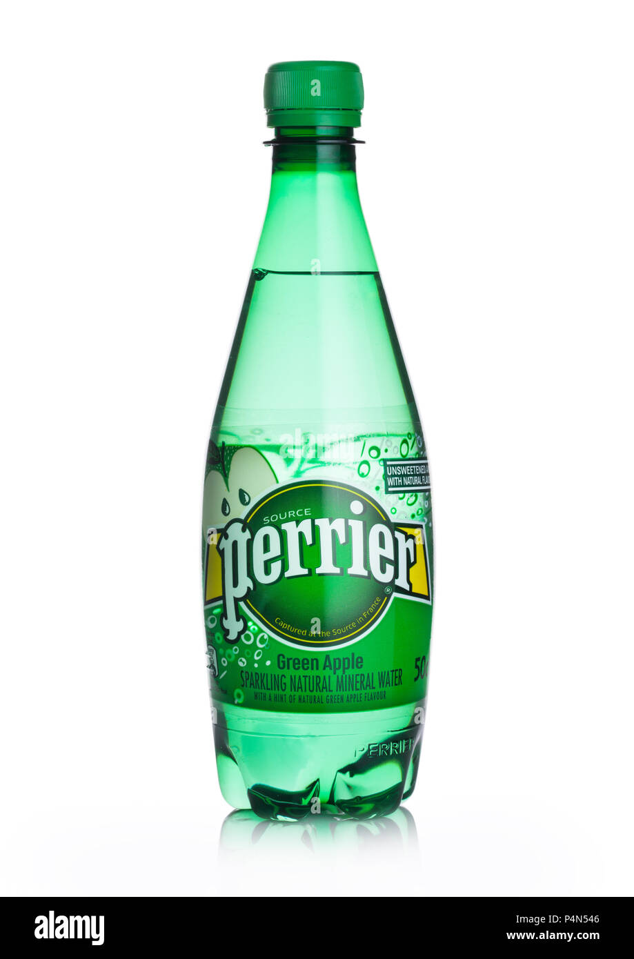 LONDON, UK - JUNE 02, 2018: Plastic Bottle of Perrier sparkling water ...