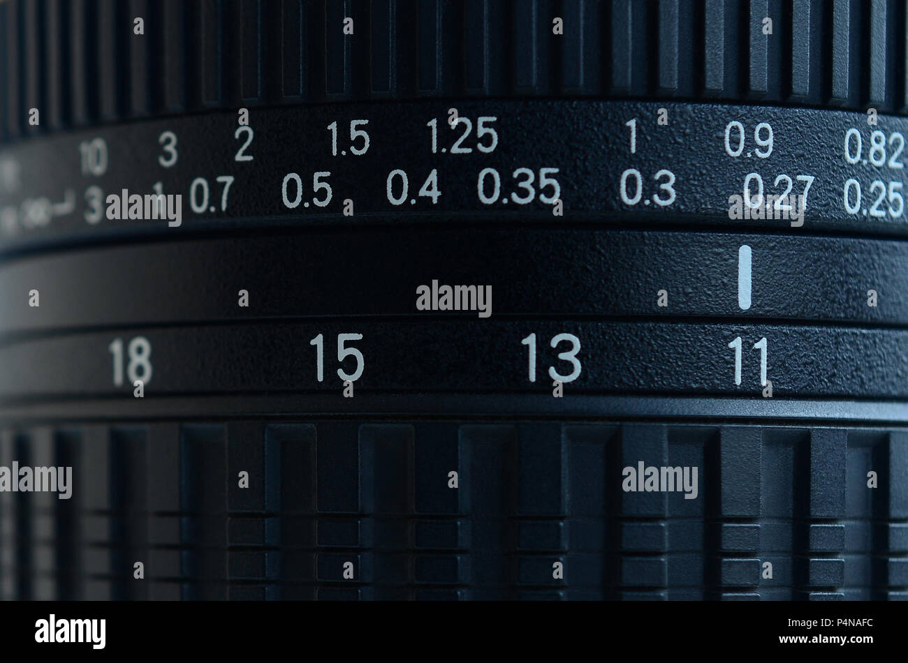 Fragment of a wide angle zoom lens for a modern SLR camera. The set of ...