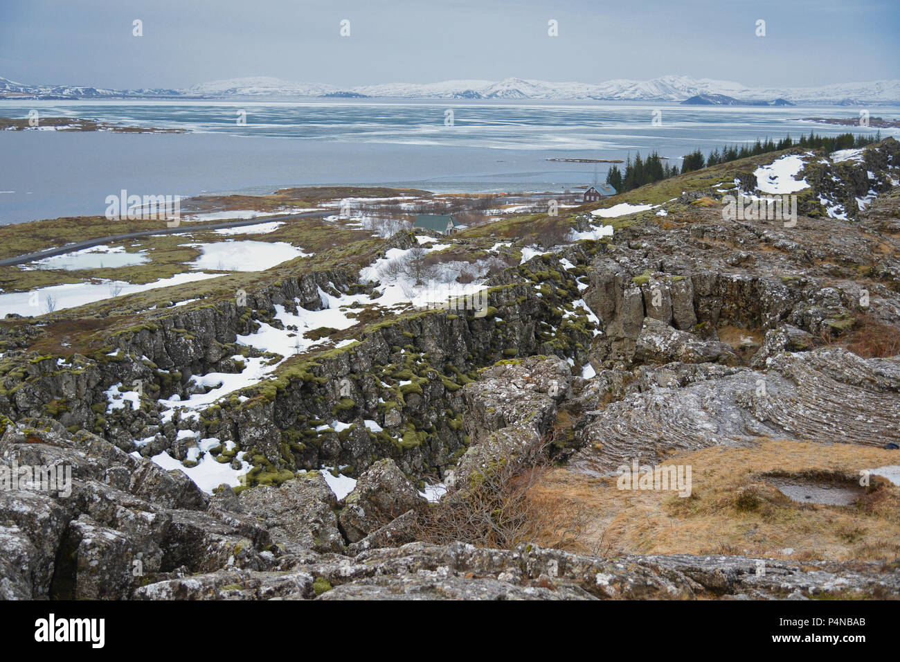Þingvellir or Thingvellir national park on the boundary between the ...