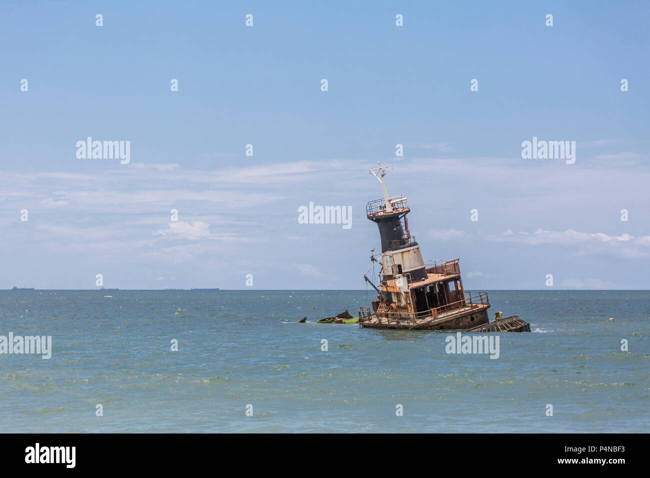 ship cemetery - abandoned ship carcass in the atlantic ocean, Angola ...