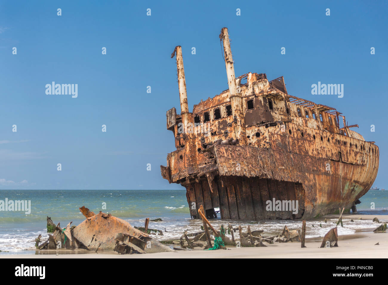ship cemetery - abandoned ship carcass in the atlantic ocean, Angola ...