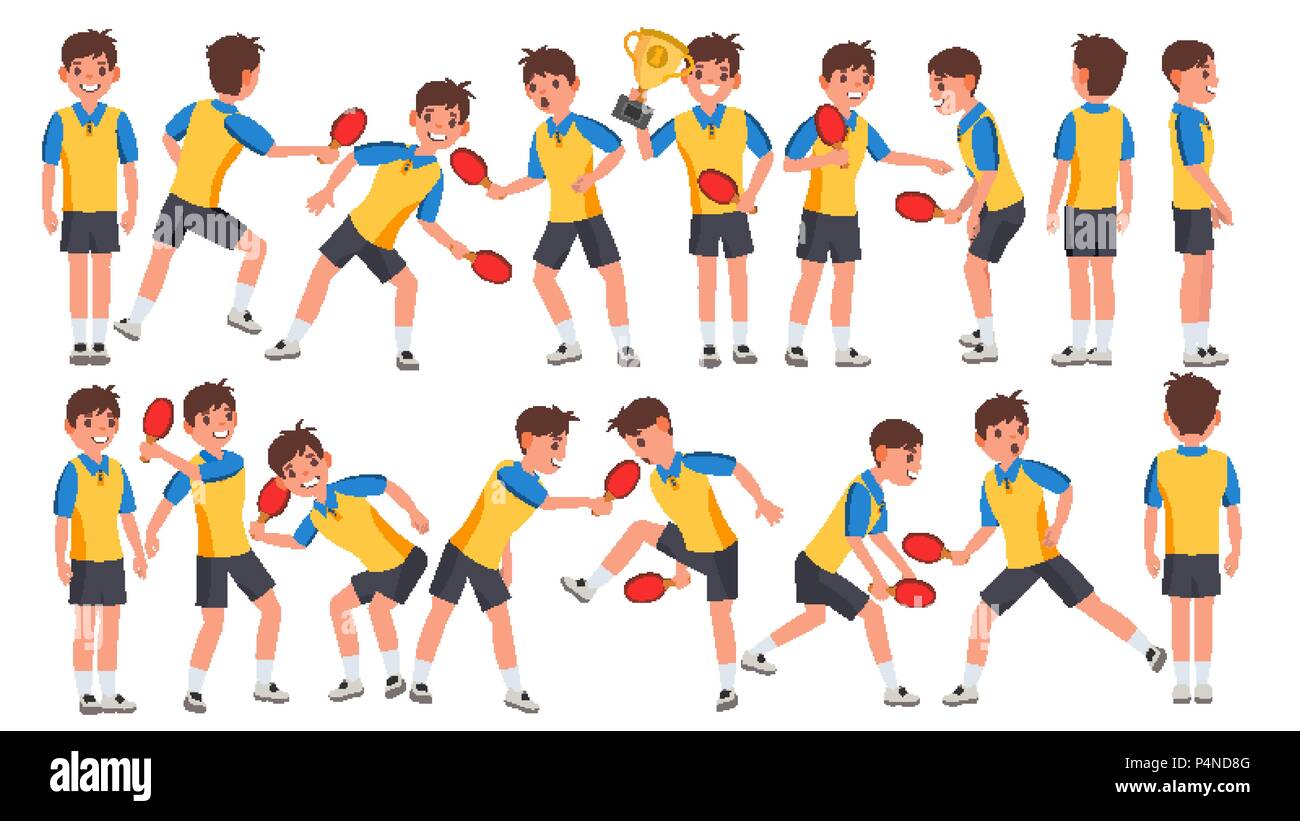 Table Tennis Man Player Male Vector. Receives The Ball. Stylized Player ...