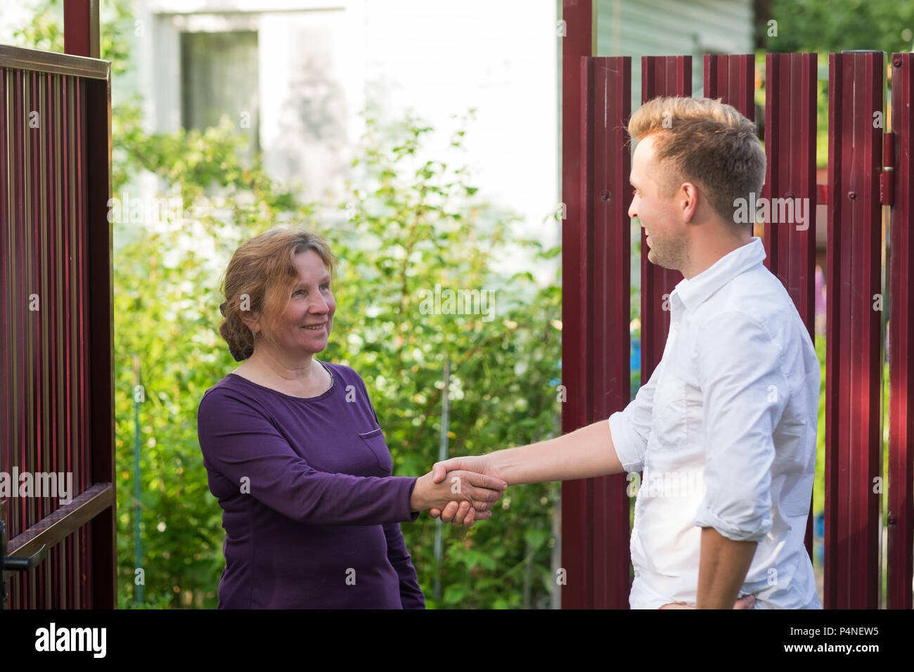 Neighbors argue hi-res stock photography and images - Alamy